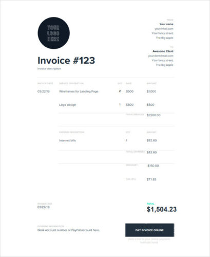 √ Free Printable Artist Invoice Template