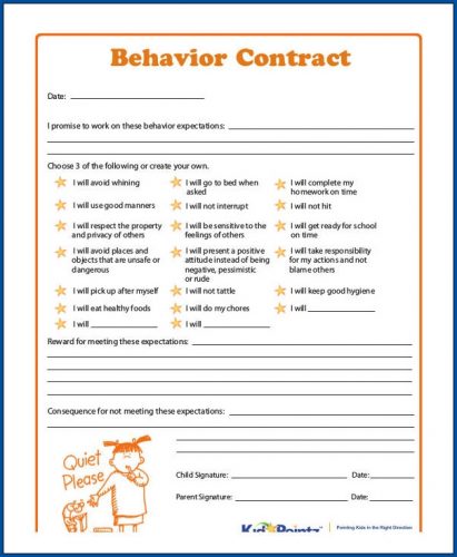 √ Free Printable Behavior Contract Template