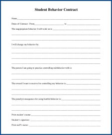 √ Free Printable Behavior Contract for Students