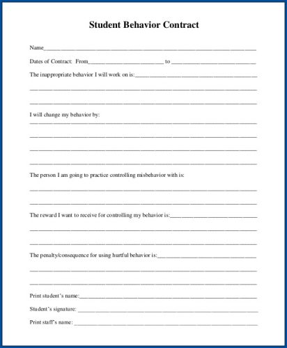 √ Free Printable Behavior Contract for Students