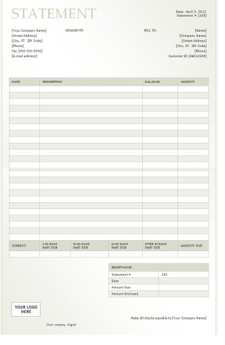 √ Billing Statement Worksheet Template (Excel)