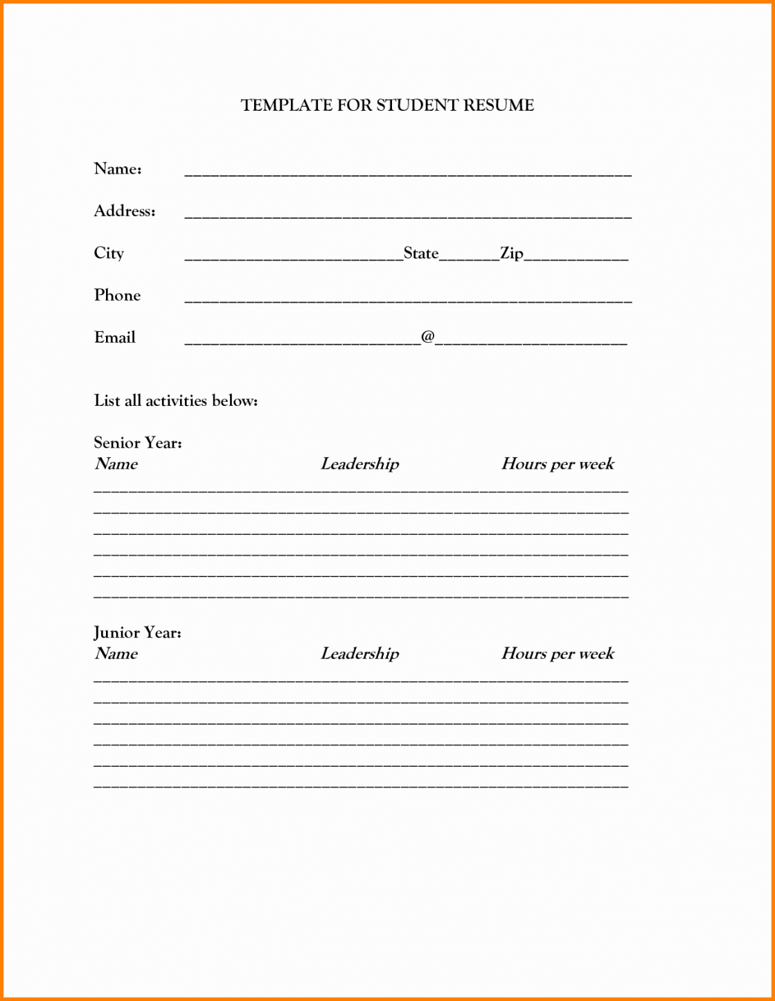  Free Printable Blank Resume Template Templateral