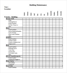 √ Building Maintenance Worksheet Template