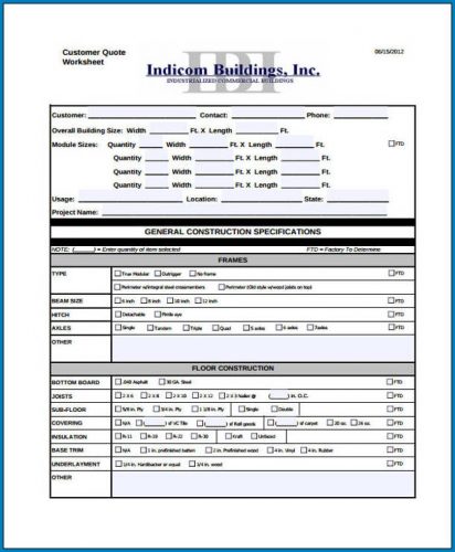 √ Free Printable Building Quote Template
