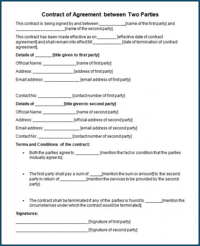 √ Free Business Agreement Between Two Parties