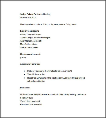 √ Business Meeting Minutes Template (Word)
