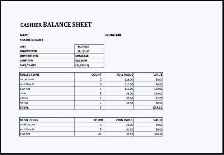 √ Free Cashier’s Balance Sheet Template (Excel)