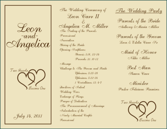 √ Printable Ceremony Program Template