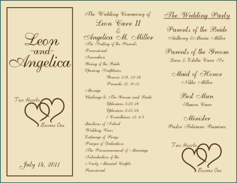 √ Printable Ceremony Program Template