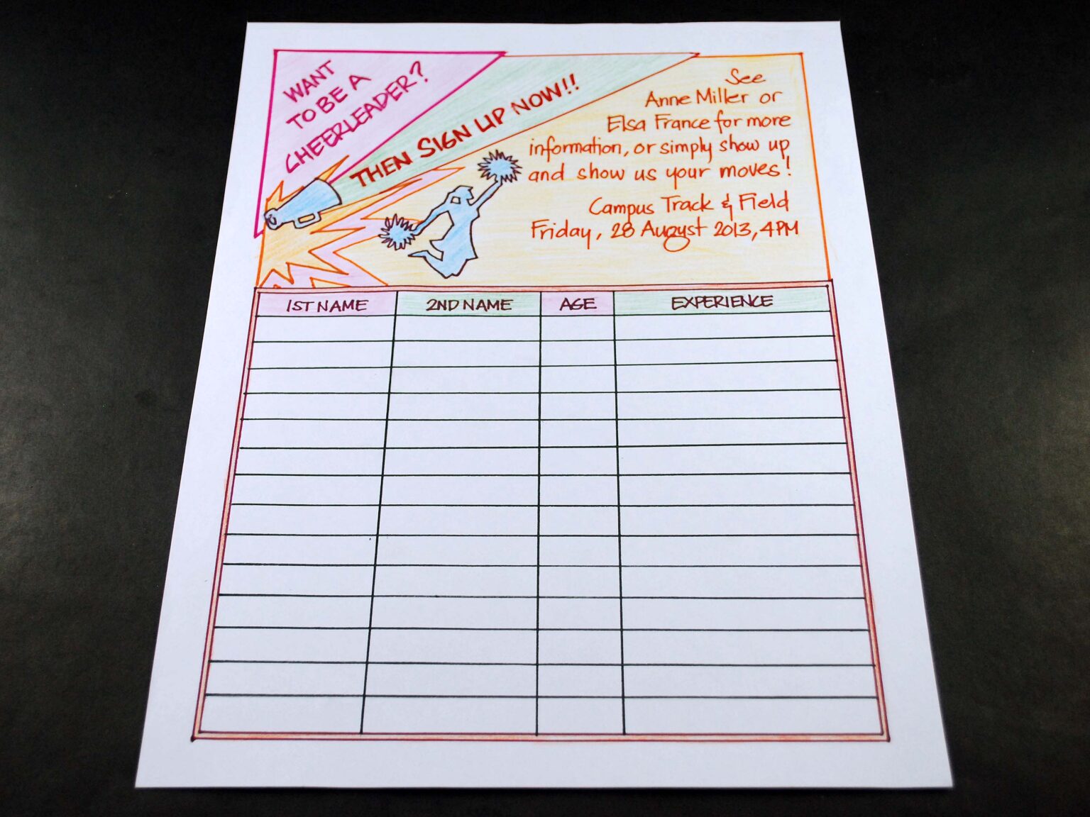√ Free Cheerleader Sign-Up Sheet Template (Excel)