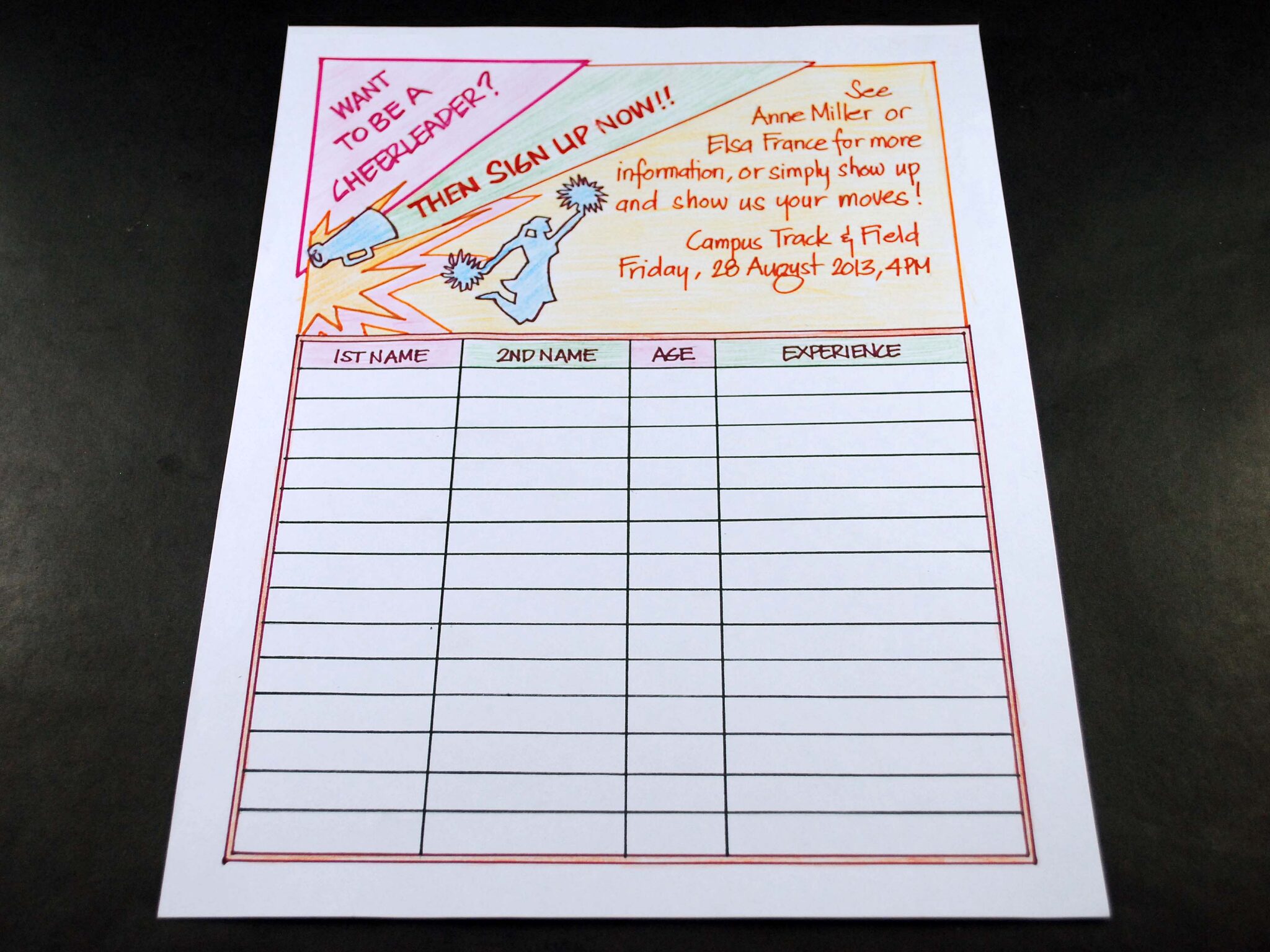 √ Free Cheerleader Sign-Up Sheet Template (Excel)