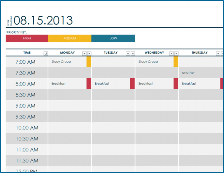 √ Free Printable College Schedule Template
