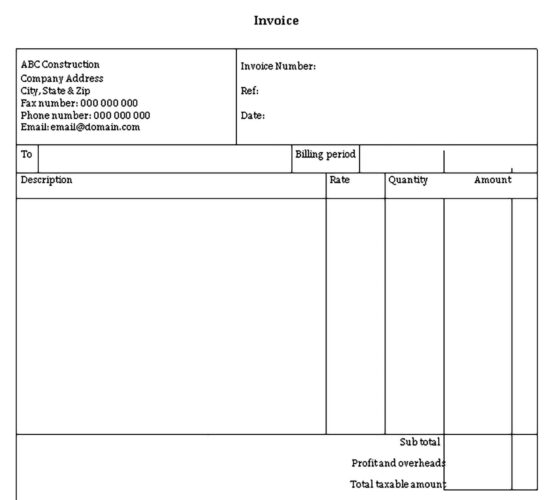 √ Construction Receipt Template