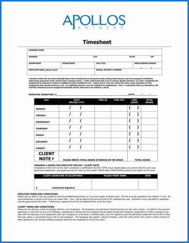 √ Free Printable Consultant Timesheet Template