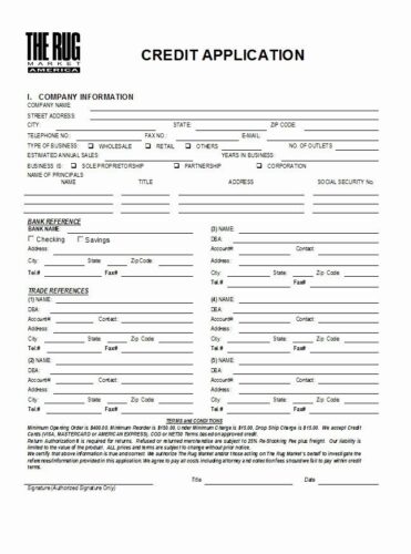 √ Printable Customer Credit Application Form