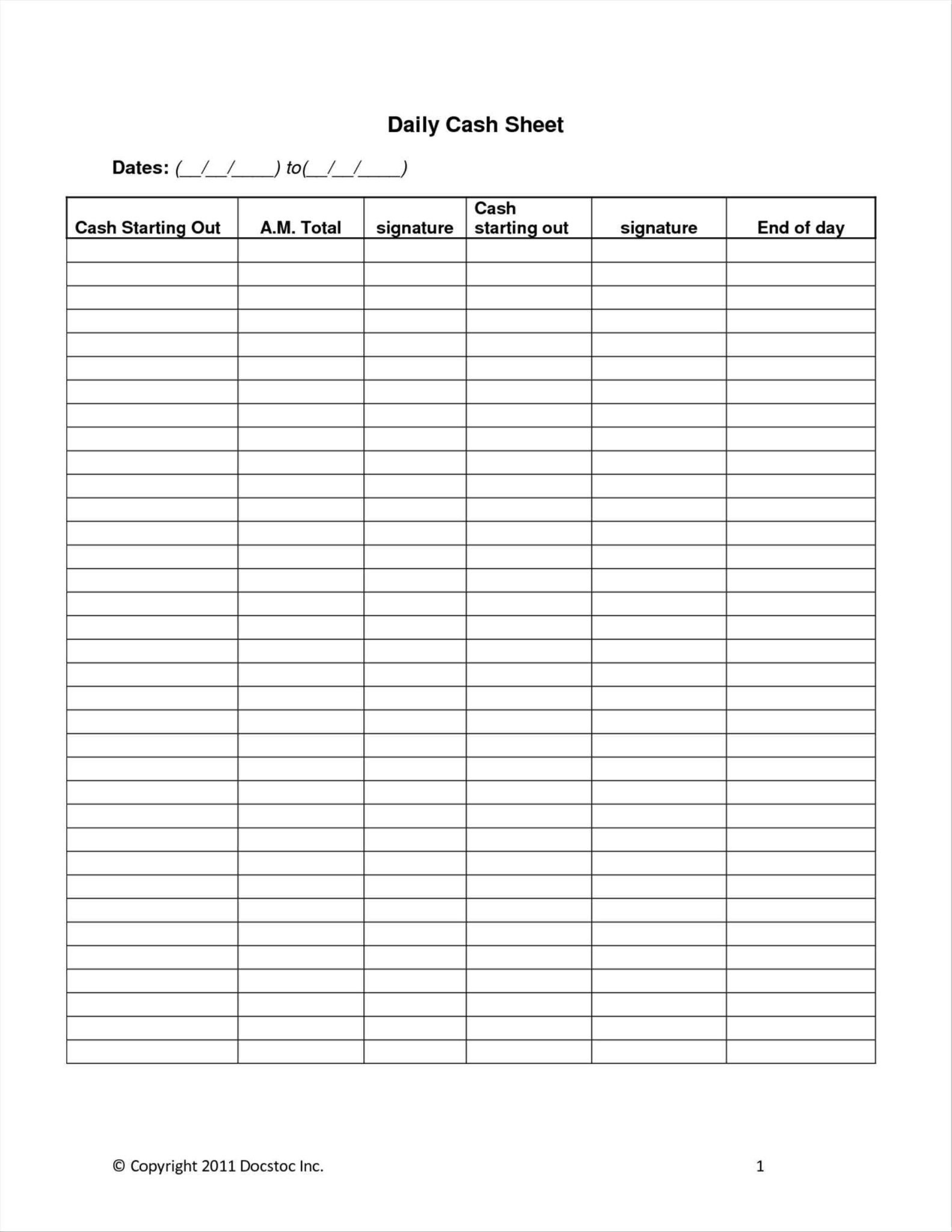 √ Free Daily Cash Sheet Template (Excel)