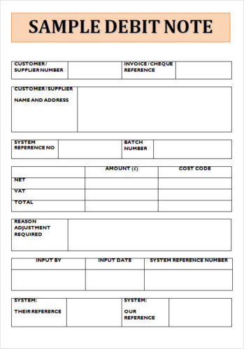 √ Free Printable Debit Note Template