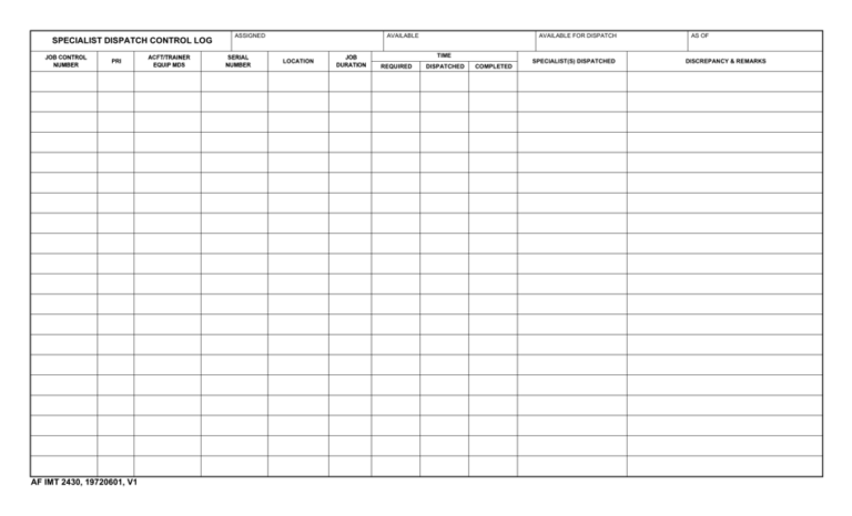 √ Printable Dispatcher Logbook Template (Excel)
