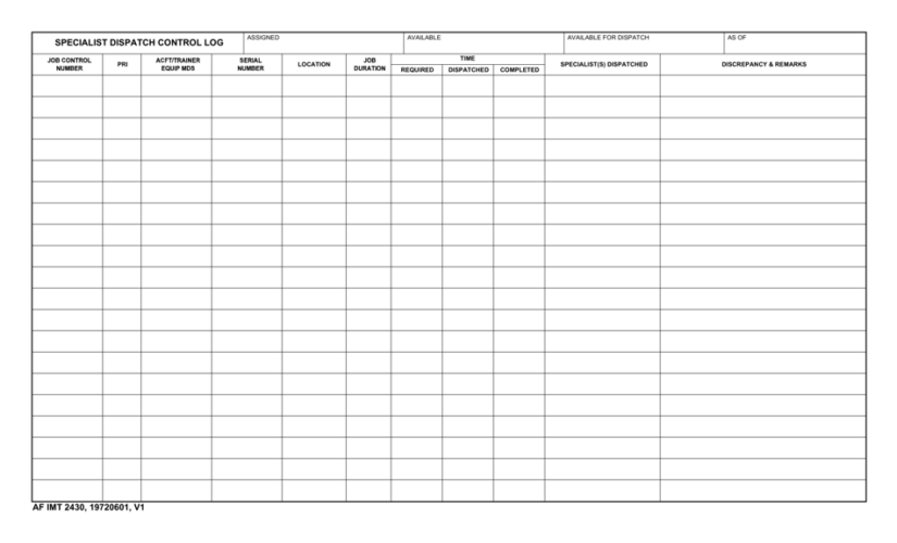 √ Printable Dispatcher Logbook Template (Excel)