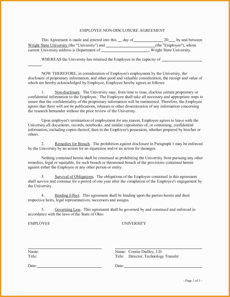 √ Employee NDA Template