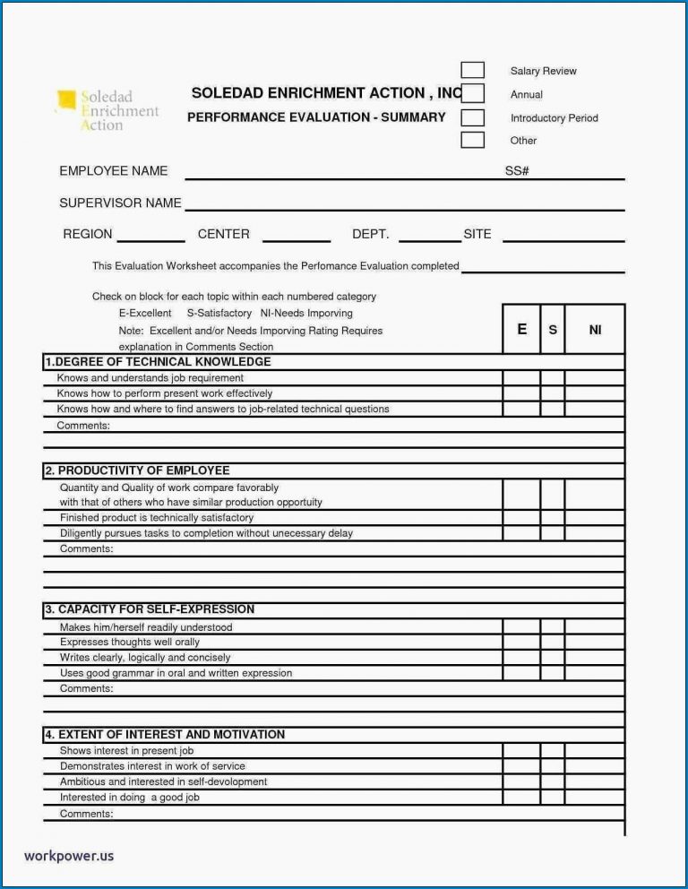 √ Free Printable Employee Performance Evaluation Template