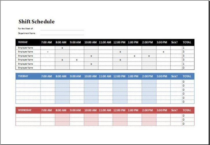 √ Employee Shift Change Record Sheet Template