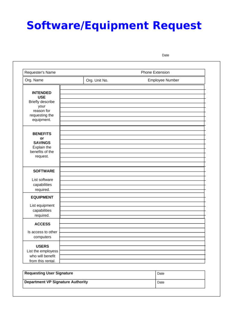 √ Free Equipment Request Log Template (Excel)