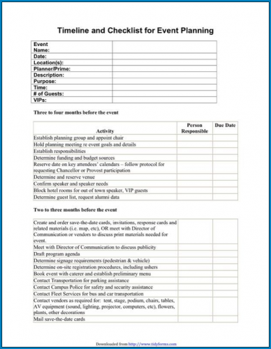 √ Free Printable Event Planner Template