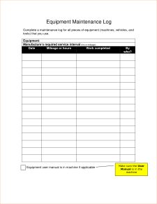√ Farm Equipment Maintenance Sheet Template