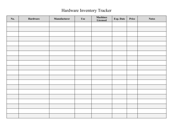 √ Free Hardware Log Sheet Template (Excel)