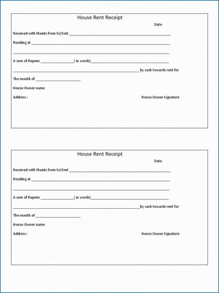 √ Free Printable House Rent Receipt Template