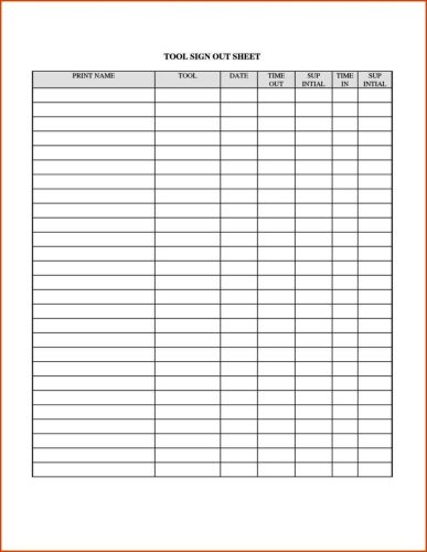 √ Inventory Sign-out Sheet Template (Excel)