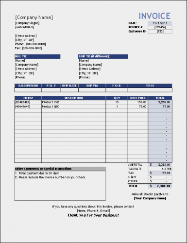 √ Free Printable Invoice Template Word