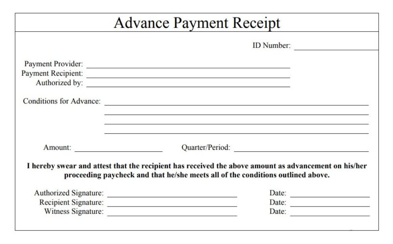 √ Free Printable Advance Payment Receipt Template