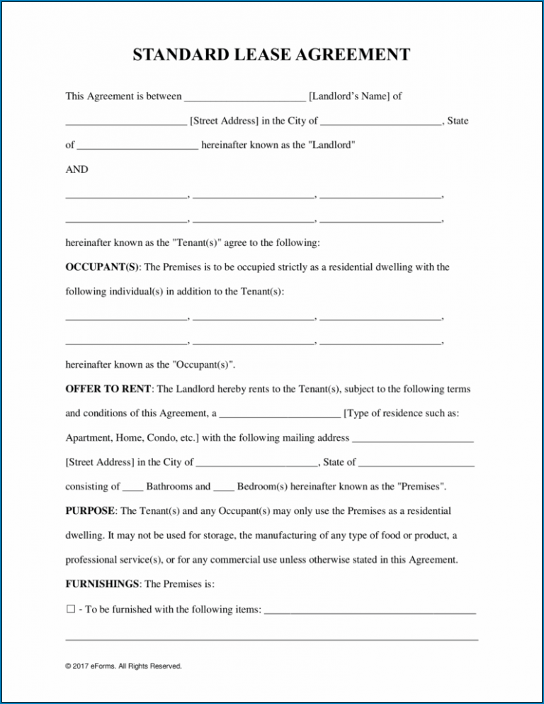√ Free Printable Lease Agreement Template