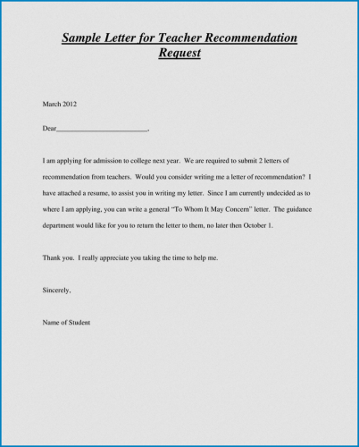 √ Letter Of Recommendation Request Template