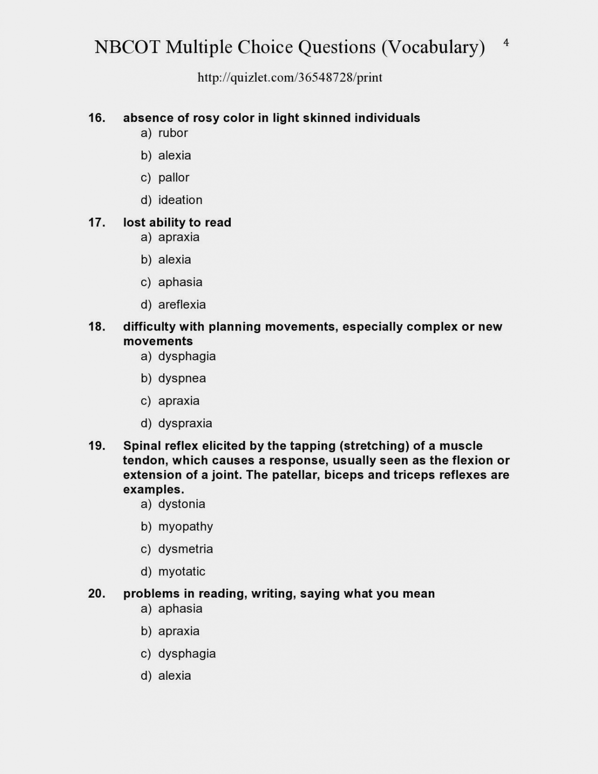 Free Multiple Choice Test Template