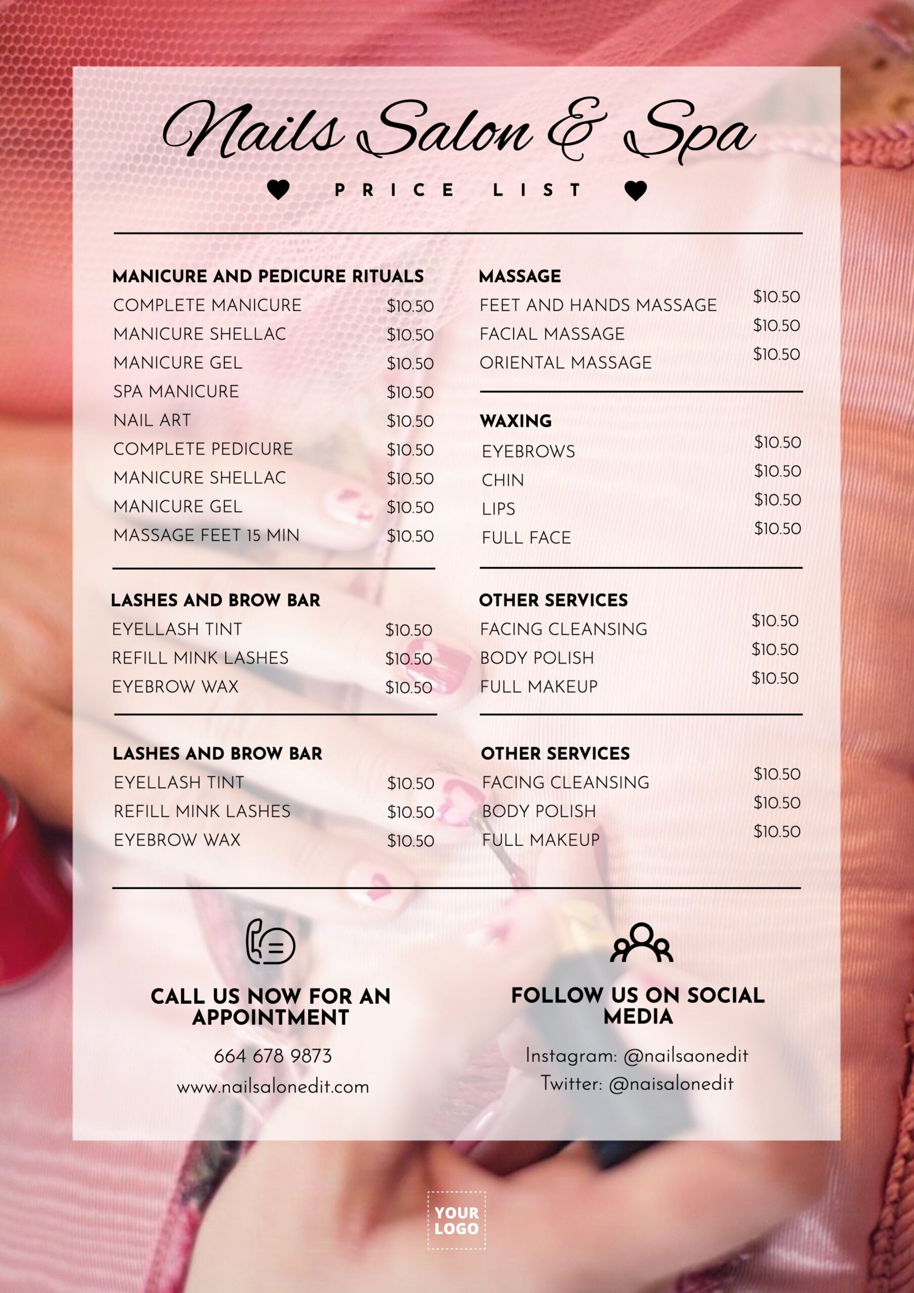 Nail Salon Price List Template Nail Salon Price List Template