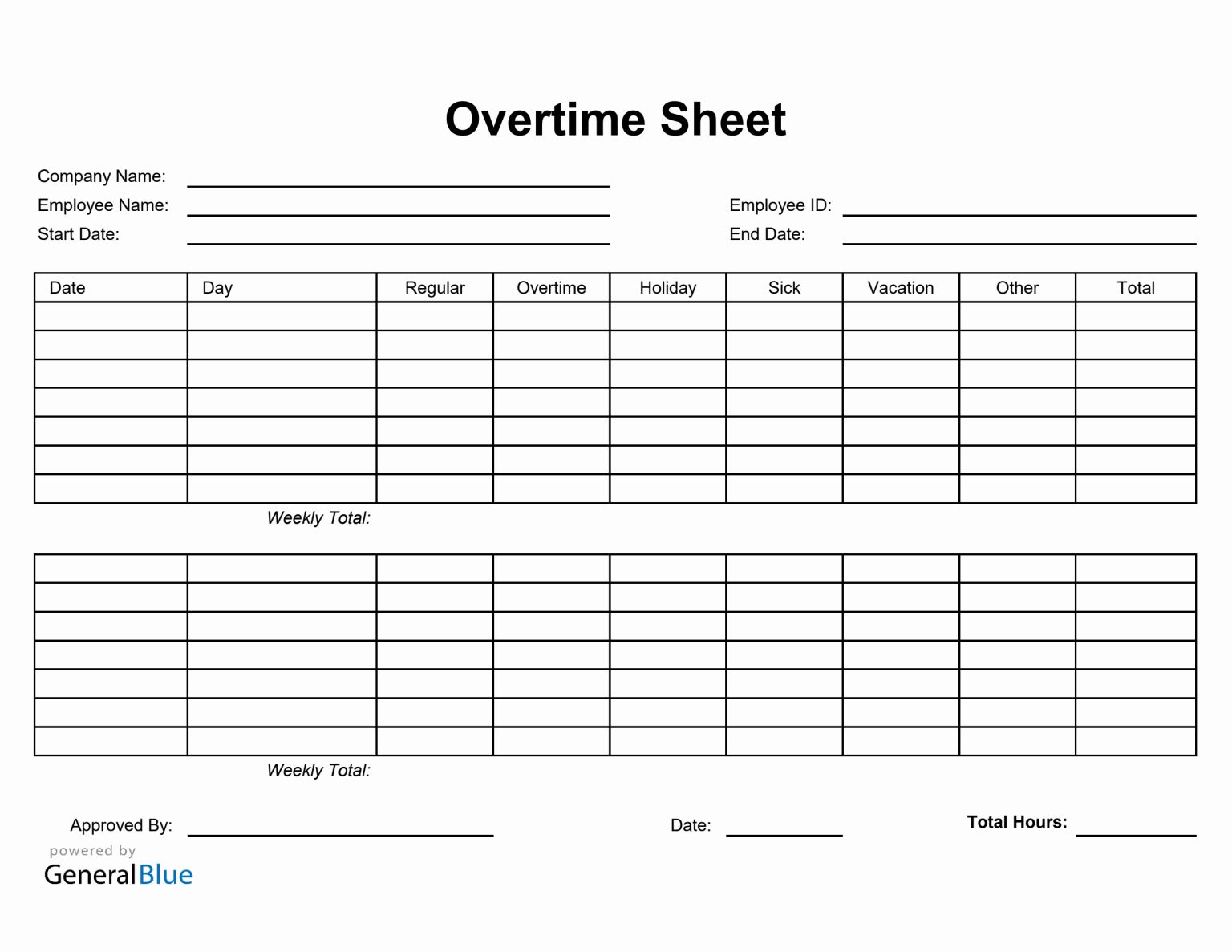 Sample of Overtime Hours Tracker Template | Templateral