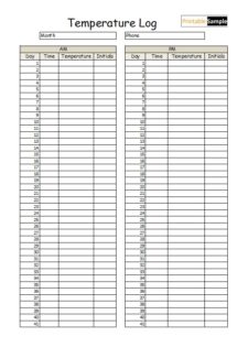 √ Free Personal Temperature Log Template (Excel)