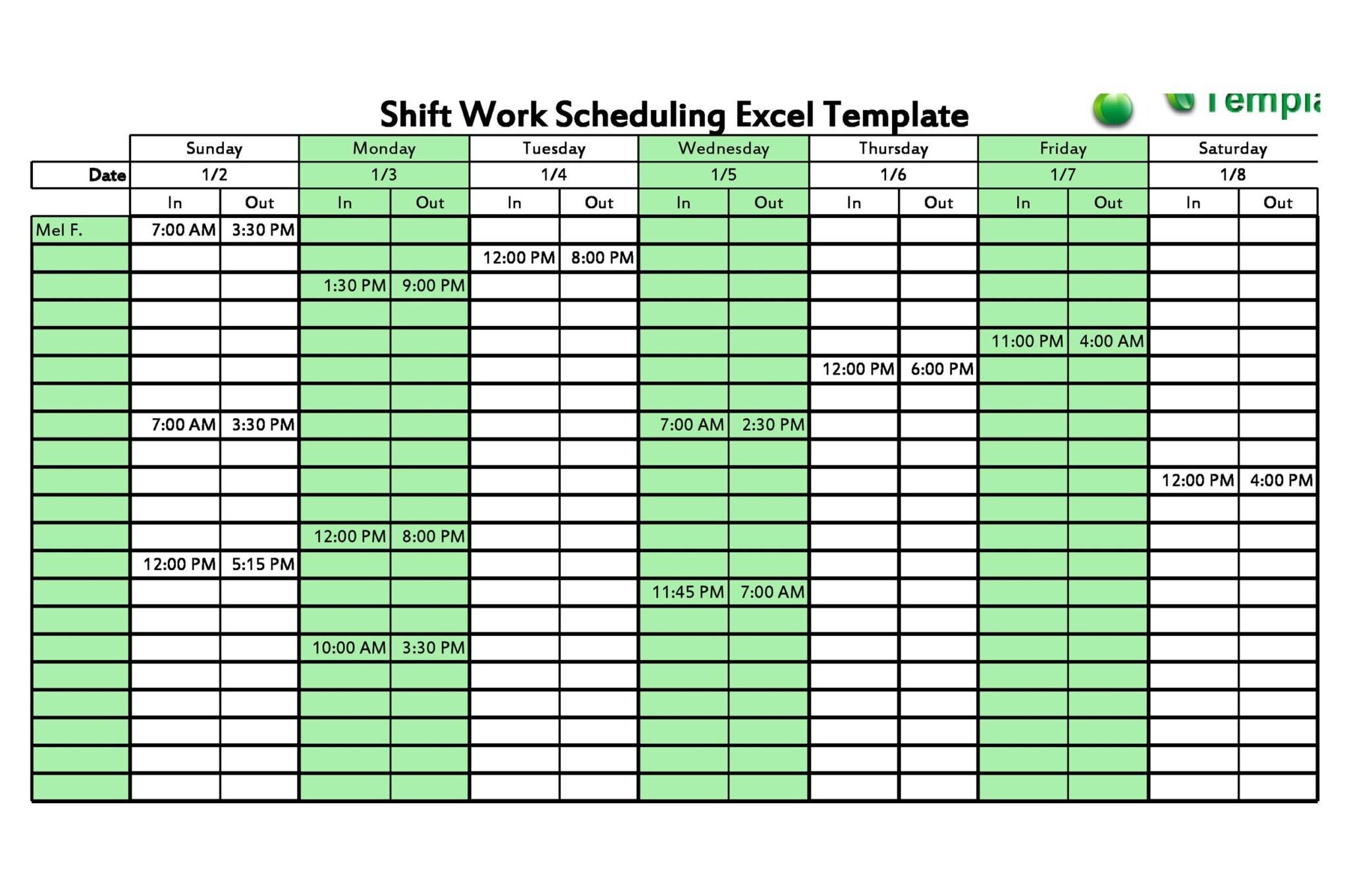 √ Printable 4-Shift Schedule Template