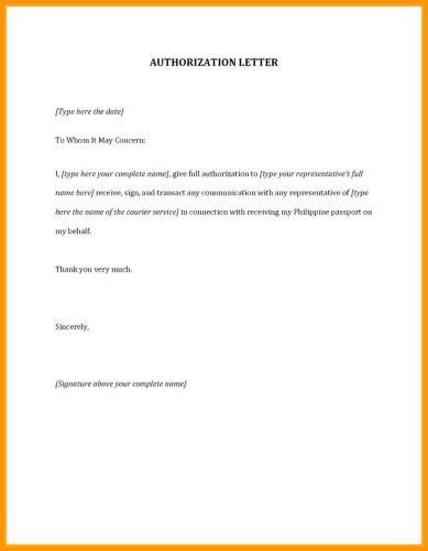 Sample of Printable Authorization Letter Template | Templateral