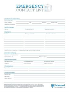 √ Printable Emergency Contact List Template