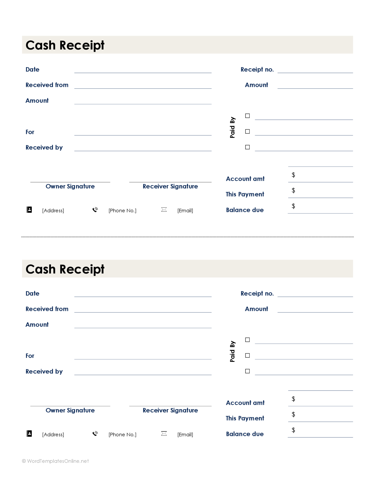 √ Printable Money Receipt Template