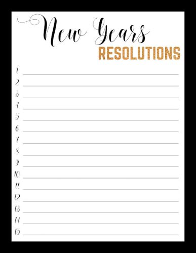 √ Printable New Years Resolution Template