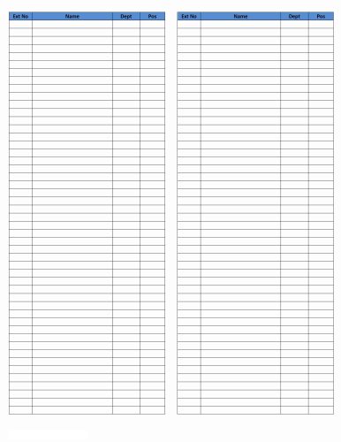 √ Printable Phone Extension List Template