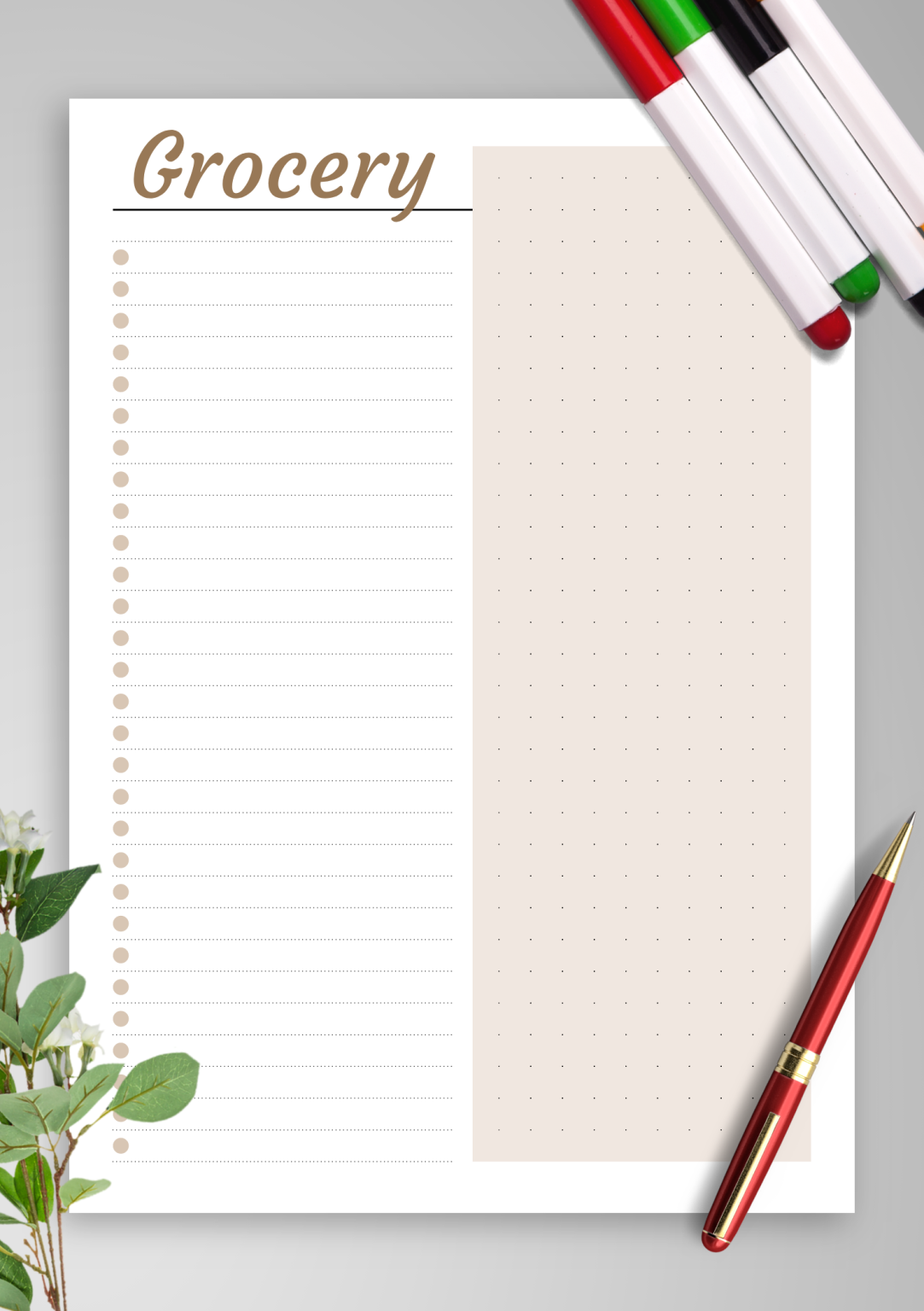 Sample of Printable Simple Grocery List Template | Templateral
