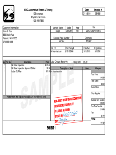 √ Printable Towing Receipt Template