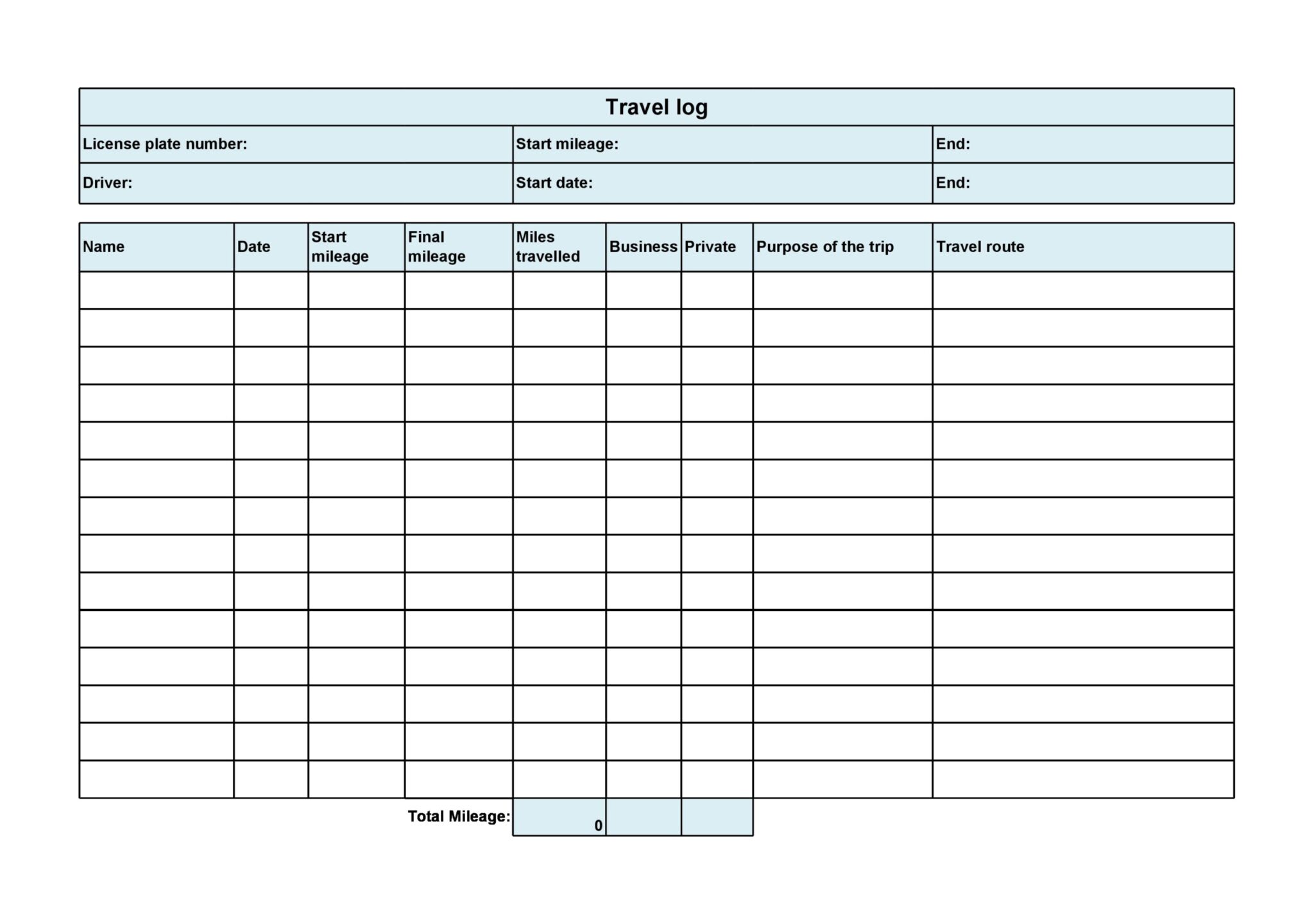 √ Printable Travel Log Template