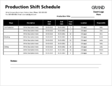 Sample of Production Shift Schedule Template | Templateral